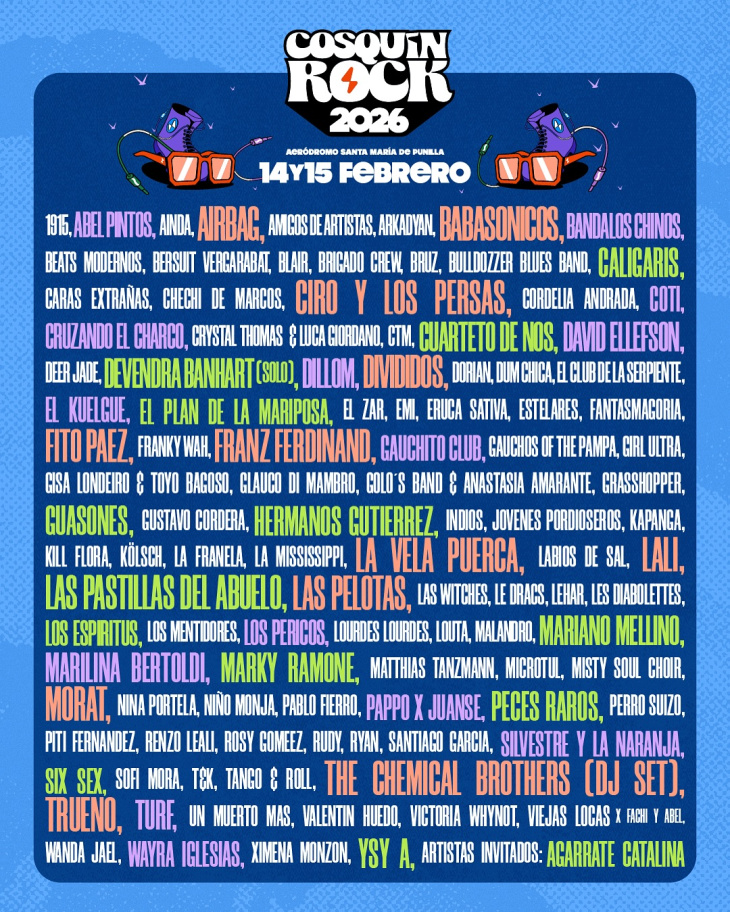 Cosquín Rock 2026: se confirmó la grilla completa con más de 100 ...